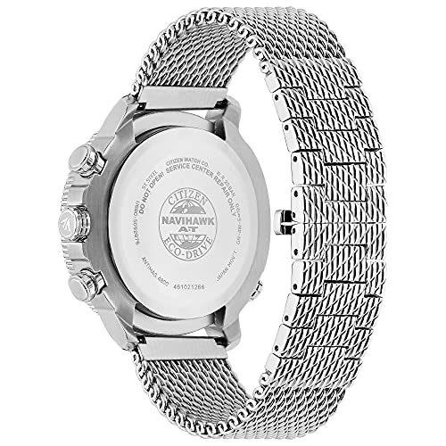 Citizen Men's Promaster Navihawk A-T Eco-Drive Pilot Watch, Atomic Timekeeping, Chronograph, Power Reserve Indicator, Luminous Hands and Markers, Anti-Reflective Crystal, Stainless (Model: JY8030-83E)