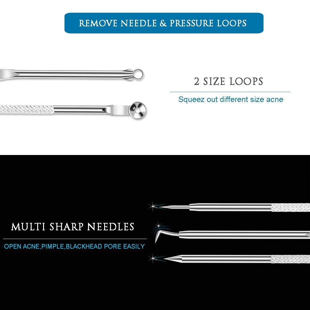 5PCS Blackhead Remover, Pimple Comedone Extractor, Whitehead Removal Tool, Acne Blemish Tools Set, Professional Blackheads Tweezers Kits