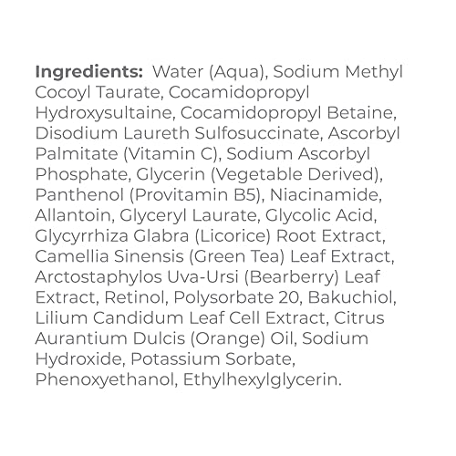 DERMA-E Vitamin C Cleanser - Daily Brightening Cleanser β Hydrating Face Wash to Even Out Skin Tone β Moisturizing Face Cleanser for a Radiant Glow, 6 fl oz