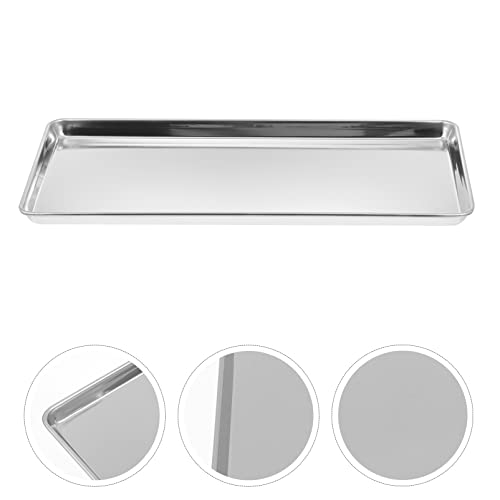 Beavorty 1Pcs Burger Serving Trays Banquet Food Plate Rectangle Dinner Plates Stainless Steel Square Dishes Food Container