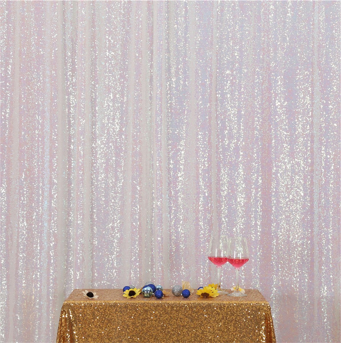 Eternal Beauty White Iridescent Sequin Backdrop, 10x10 Ft Glitter Background Curtains for Shimmer Photography Party Wedding Birthday Halloween Christmas Back Drop Decor