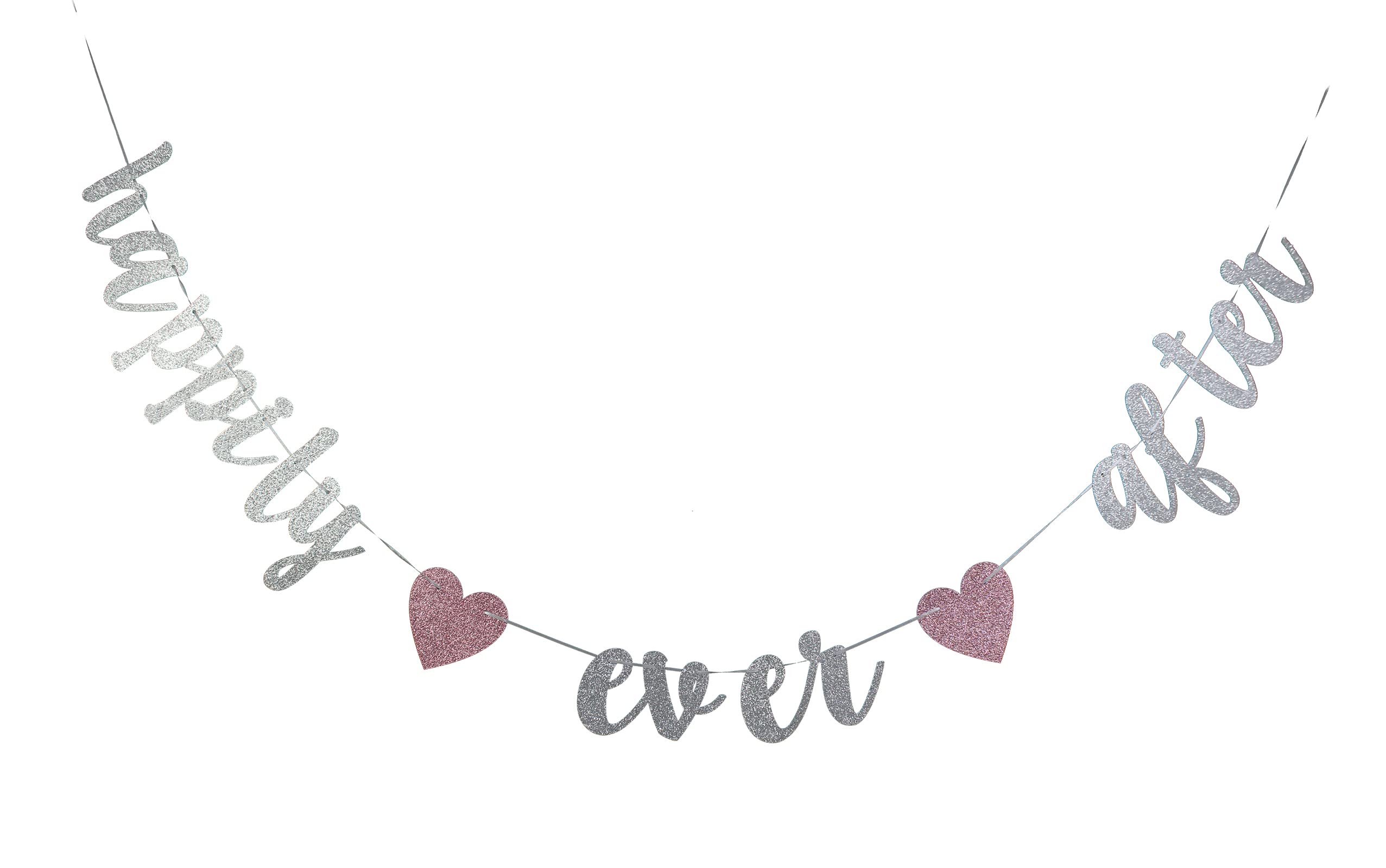 zxyxka Happily Ever After Banner, Engaged Bunting Banner-Wedding Anniversary, Bridal Shower Party Decoration Supplies Photo Props(Silver)
