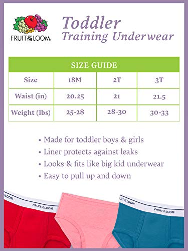 Fruit of the Loom Baby Toddler Potty Training Underwear (6 Pack), Girls Brief-Assorted Color, 18 Months