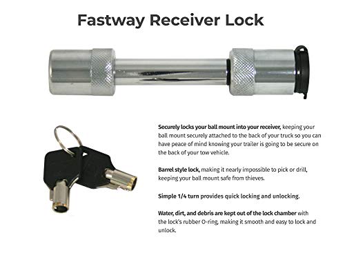 Fastway 86-00-3160 5/8 Inch Locking Hitch Pin Long Span Receiver Lock for 2.5 Inch Receivers