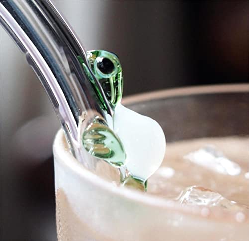 5pcs Glass Straws with Cute Turtle Bent Drinking Straws Stirring Sticks Reusable Glass Straws for Drinks Coffee Juice