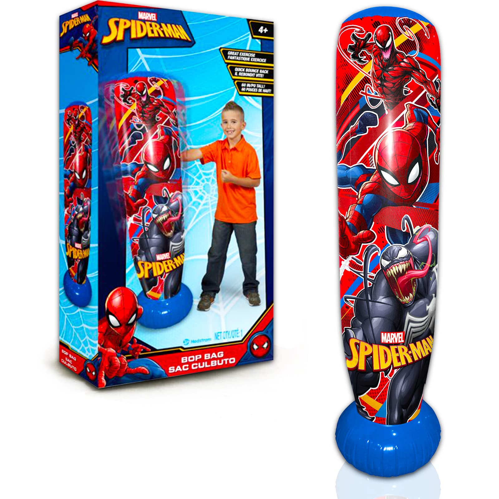 Marvel Store Spiderman Bop Bag for Kids - Bundle with Spiderman Punching Bag for Outdoor Play Plus Spiderman Stickers and More (Marvel Punching Bag for Kids)