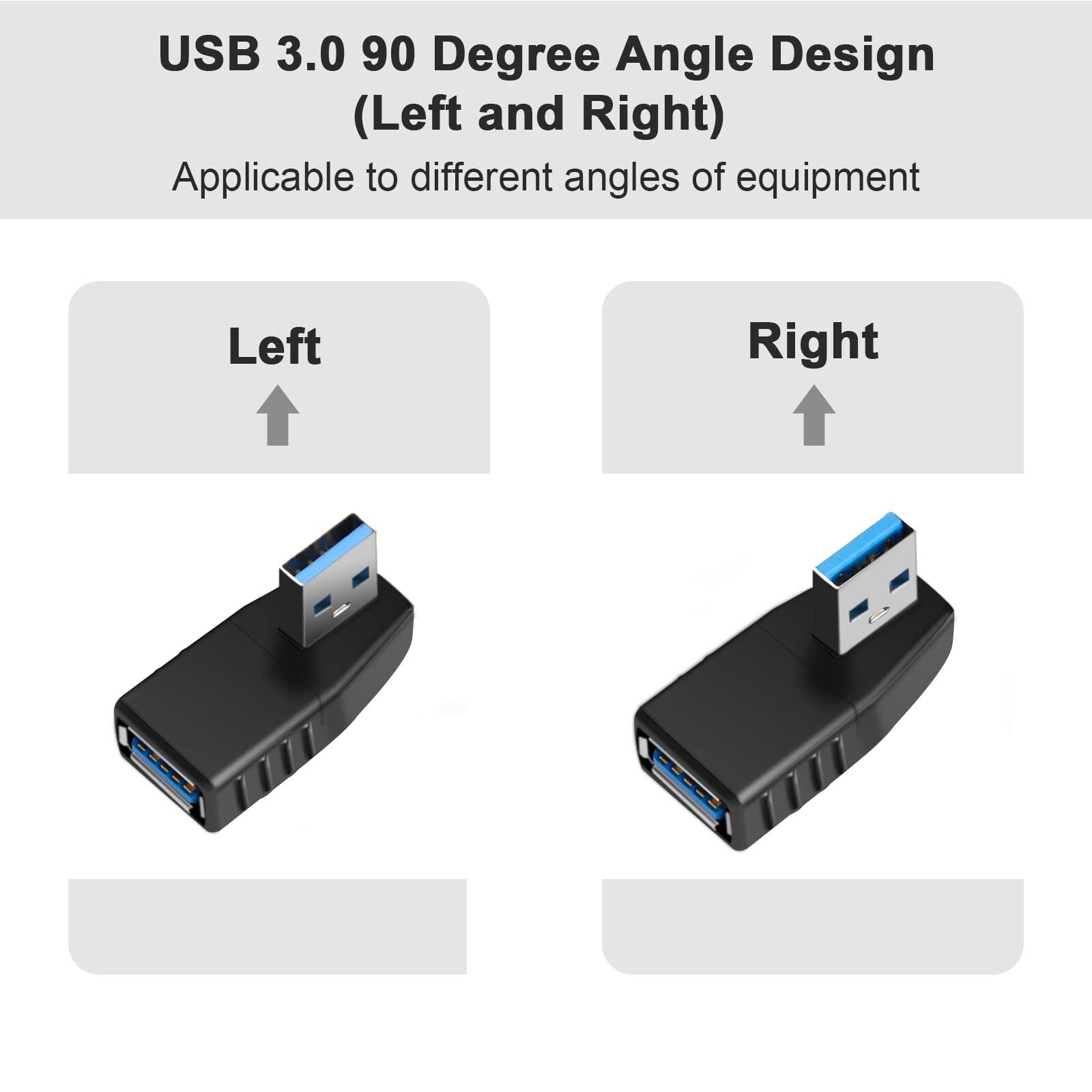 Oxsubor USB 3.0 Adapter 90 Degree Male to Female Coupler Connector Plug Left Angle and Right Angle