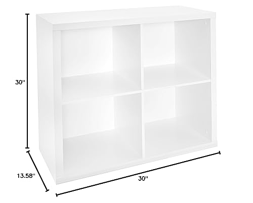 ClosetMaid 4 Cube Storage Shelf Organizer Bookshelf with Back Panel, Easy Assembly, Wood, White Finish