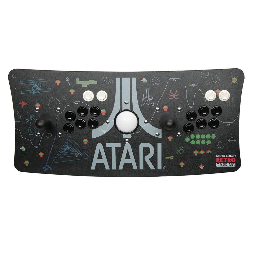 Atari Ultimate Arcade Fightstick USB Dual Joystick with Trackball 2 Player Game Controller Powered by Raspberry Pi 3B+ 1GB RAM 32GB Micro SD Card Preloaded Over 100 Classic Atari Games