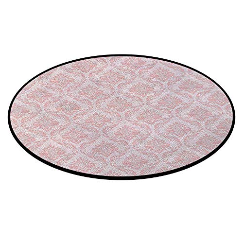 Ba Pink Pale Pink Round Area Rug Blush Computer Desk Mats for Office Chair Diameter 4 ft