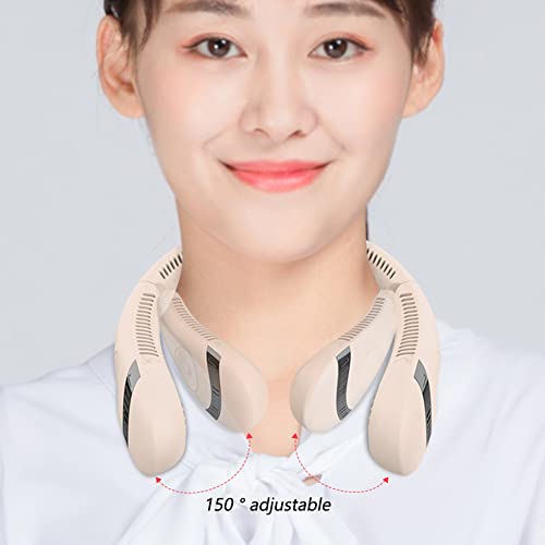 bahilok Hanging Neck Fan Foldable Summer Air Cooling Portable USB Rechargeable Bladeless Mute Fans for Outdoor Sports,5000mAh (pink)