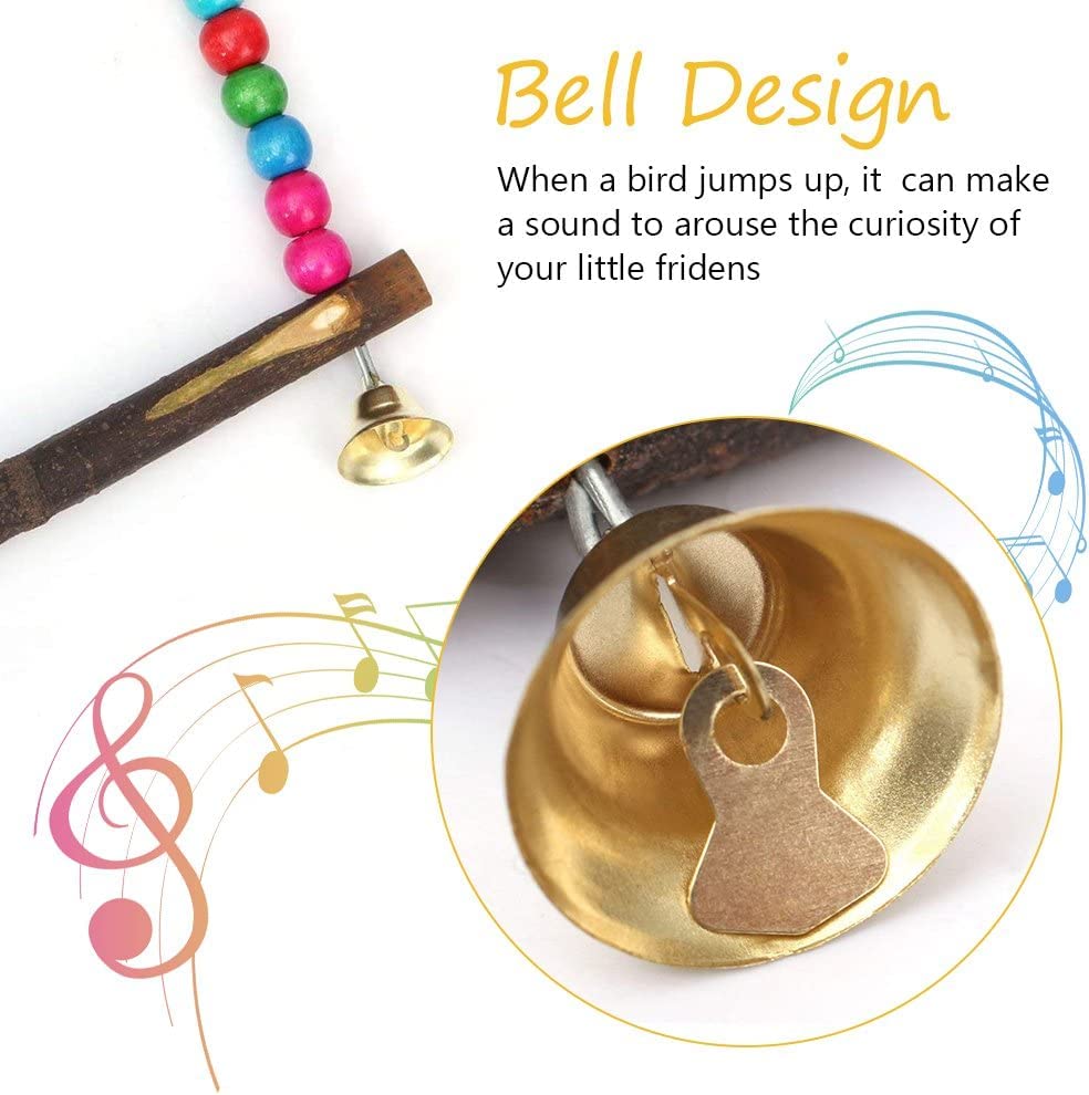 Bird Swing, Parakeet, Budgie and Hummingbird Swing Perch, Wooden Dowel Makes for Resting Spot, 1-Piece,Multi Color 5.5 x 5.6 Inch