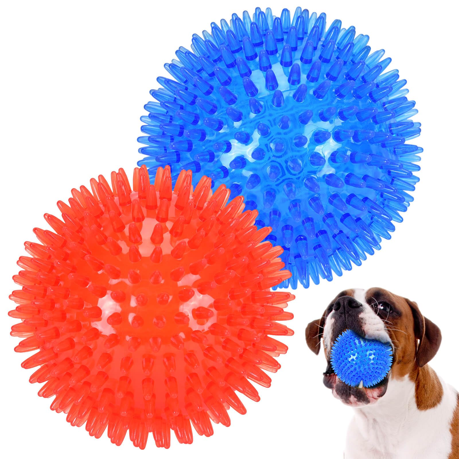 petizer 2-Pack 4.5" Squeaky Dog Toy Balls, Floating Dog Pool Balls, Dog Spiky Balls, Interactive Fetch Toys for Puppy, Dog Chew Toys (4.5", Large Dog)