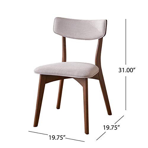 Christopher Knight Home Rachel Mid-Century Modern 7 Piece Dining Set with A-Frame Table, Light Beige + Walnut