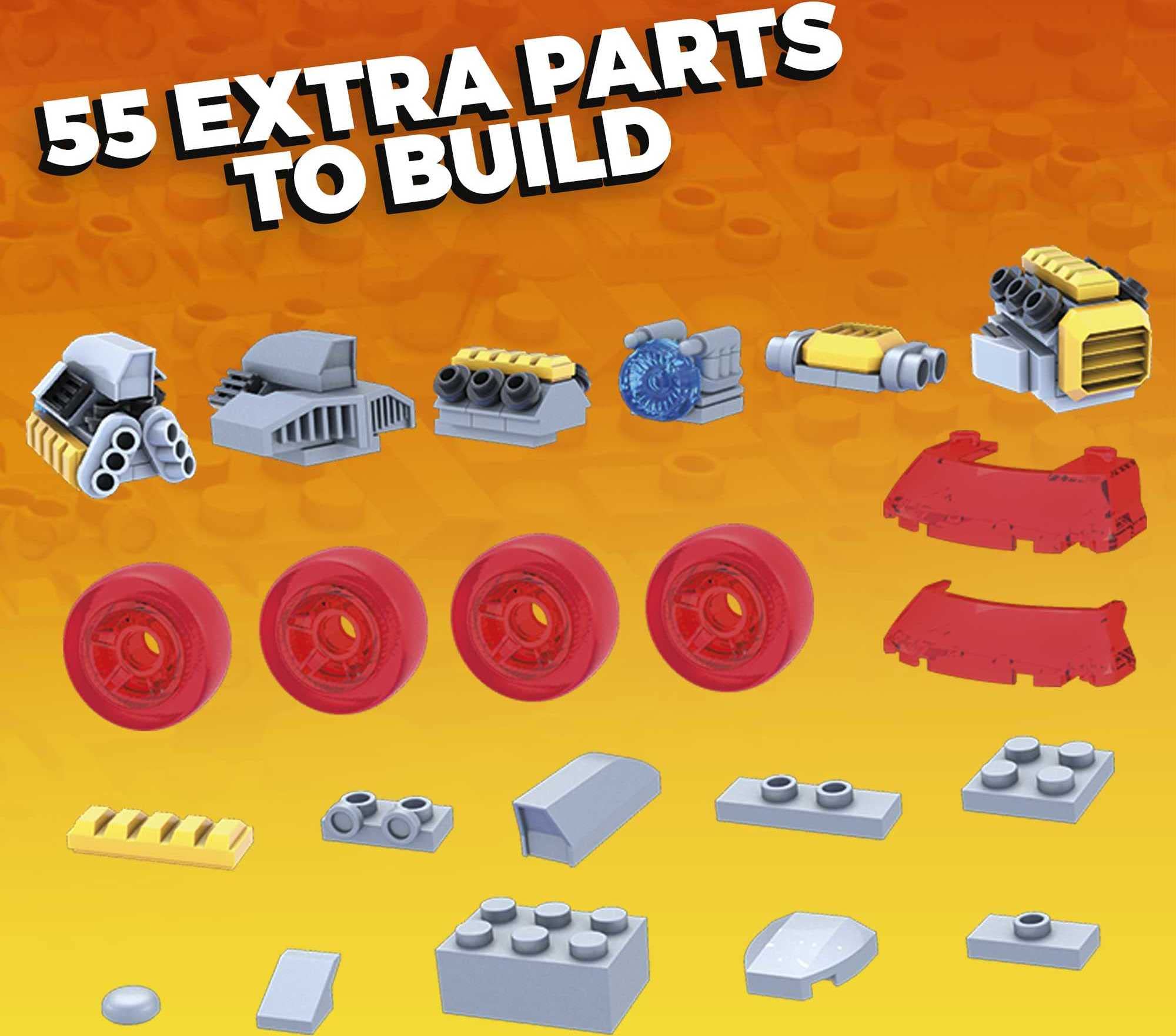 MEGA Construx Hot Wheels Kids Car Building Toy Set, Car Customizer with 485 Pieces, Rally Rat, Dawgzilla, Night Shifter, Mod Rod, Ages 5+ Years