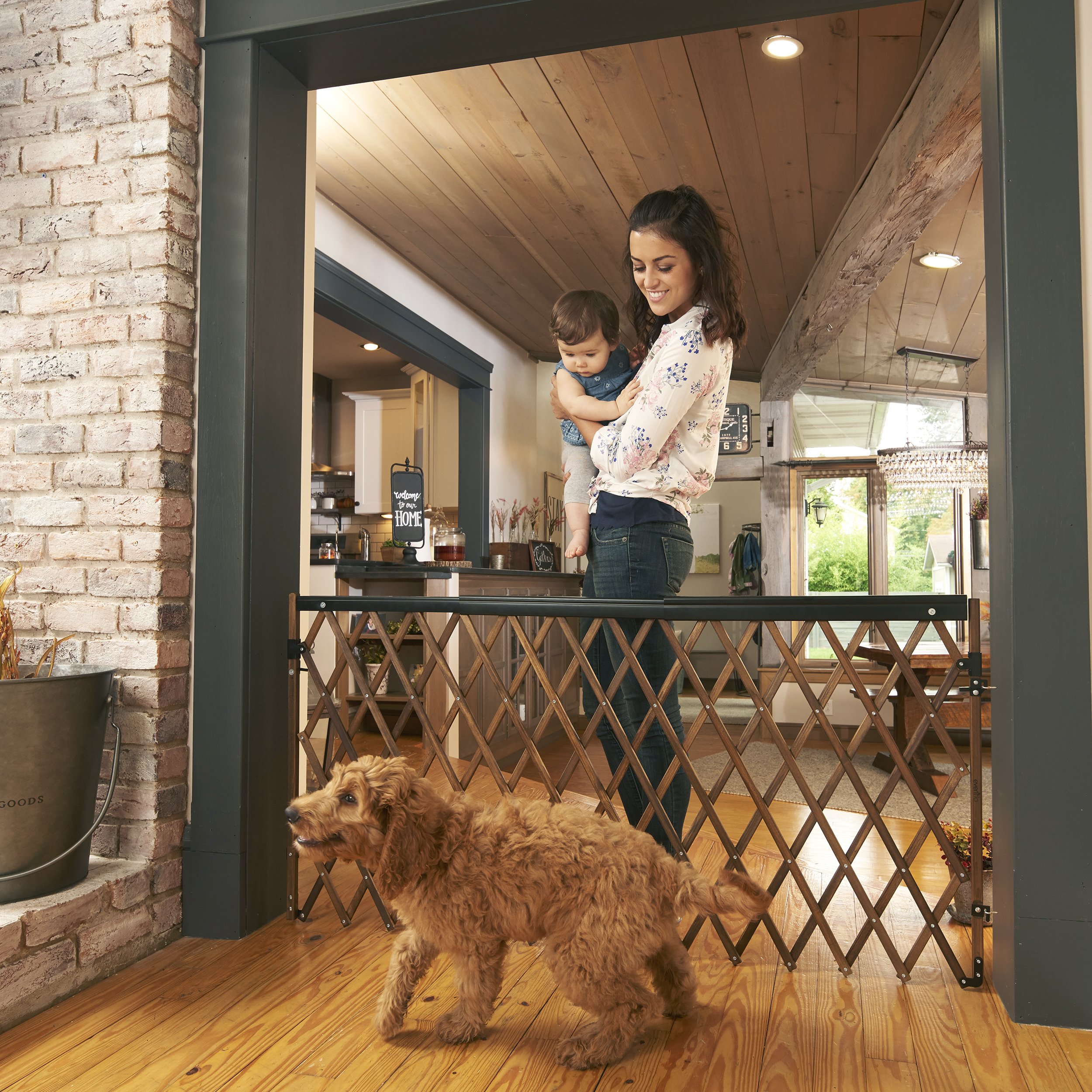 Evenflo Expansion Walk-Thru Room Divider Baby Gate (Farmhouse Collection)