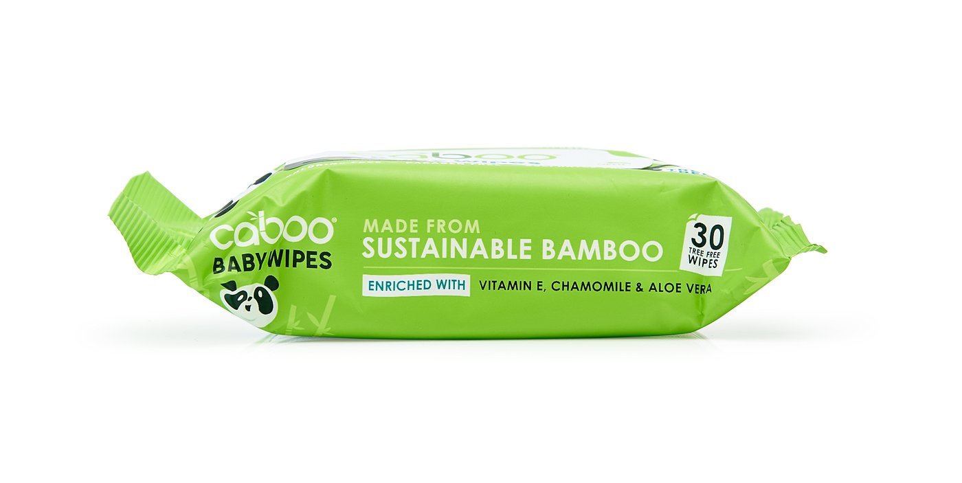 Caboo Tree Free Bamboo Baby Wipes, Eco Friendly Naturally Derived for Sensitive Skin, Resealable Peel Tab Travel Pack, Unscented, 30 Count