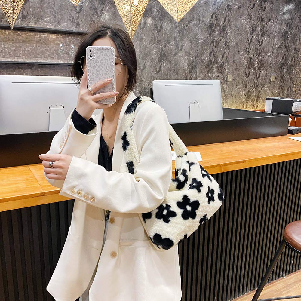 Fluffy Tote Bag Y2K Shoulder Bag Cute Y2K Furry Purse Plush Bag Aesthetic Plush Underarm Bag for Women