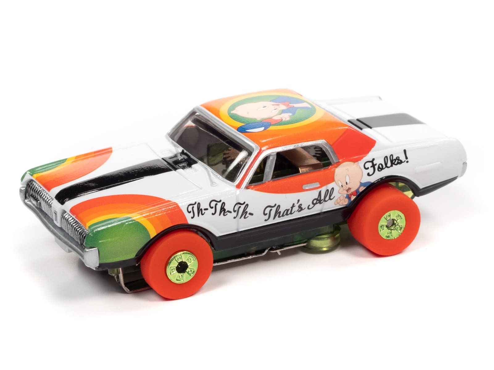 Auto World Thunderjet R33 Looney Tunes Porky Pig - 1968 Mercury Cougar HO Scale Slot Car