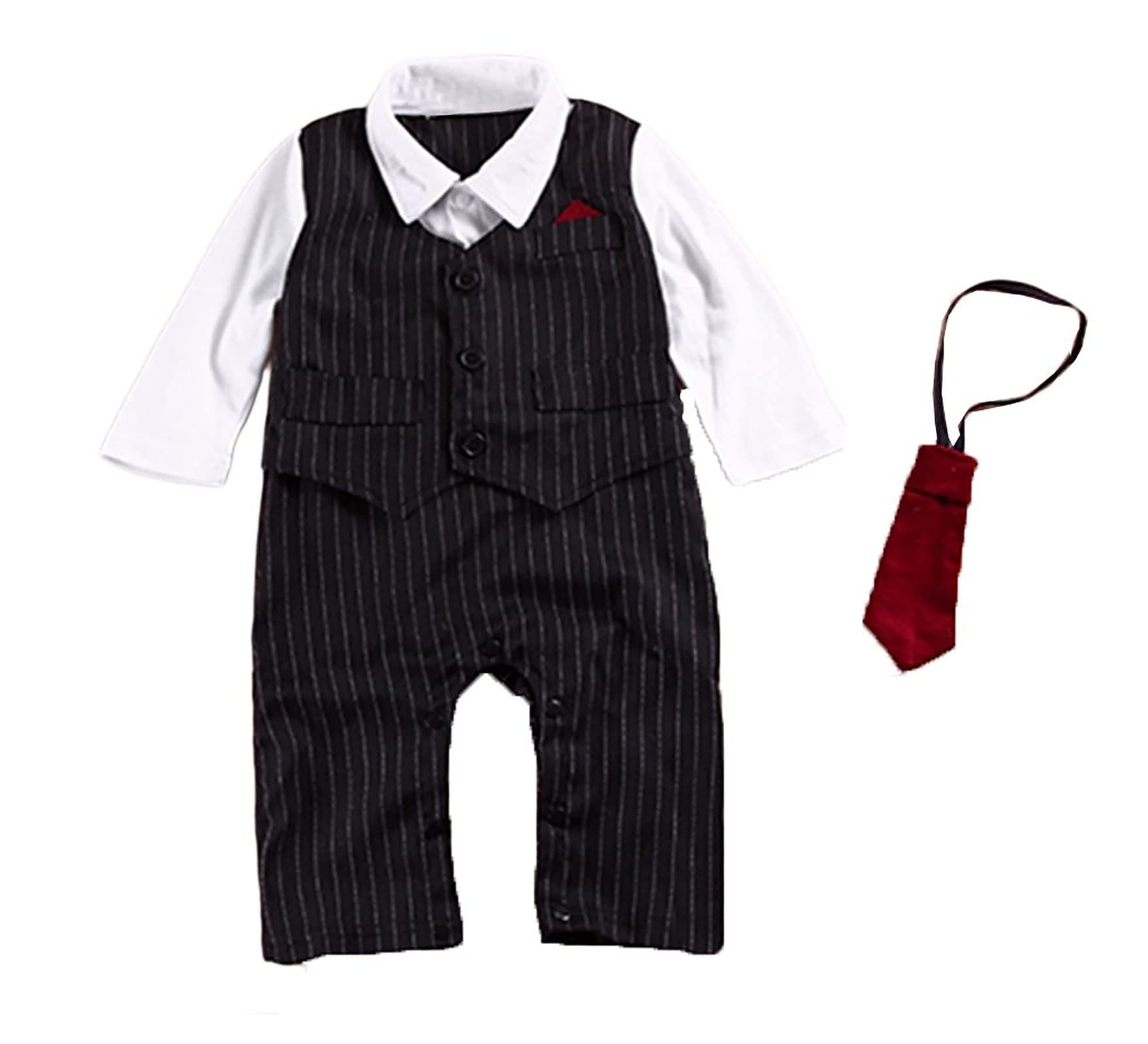 EGELEXY Baby Boy Formal Party Wedding Tuxedo Waistcoat Outfit Suit 12-18months Black