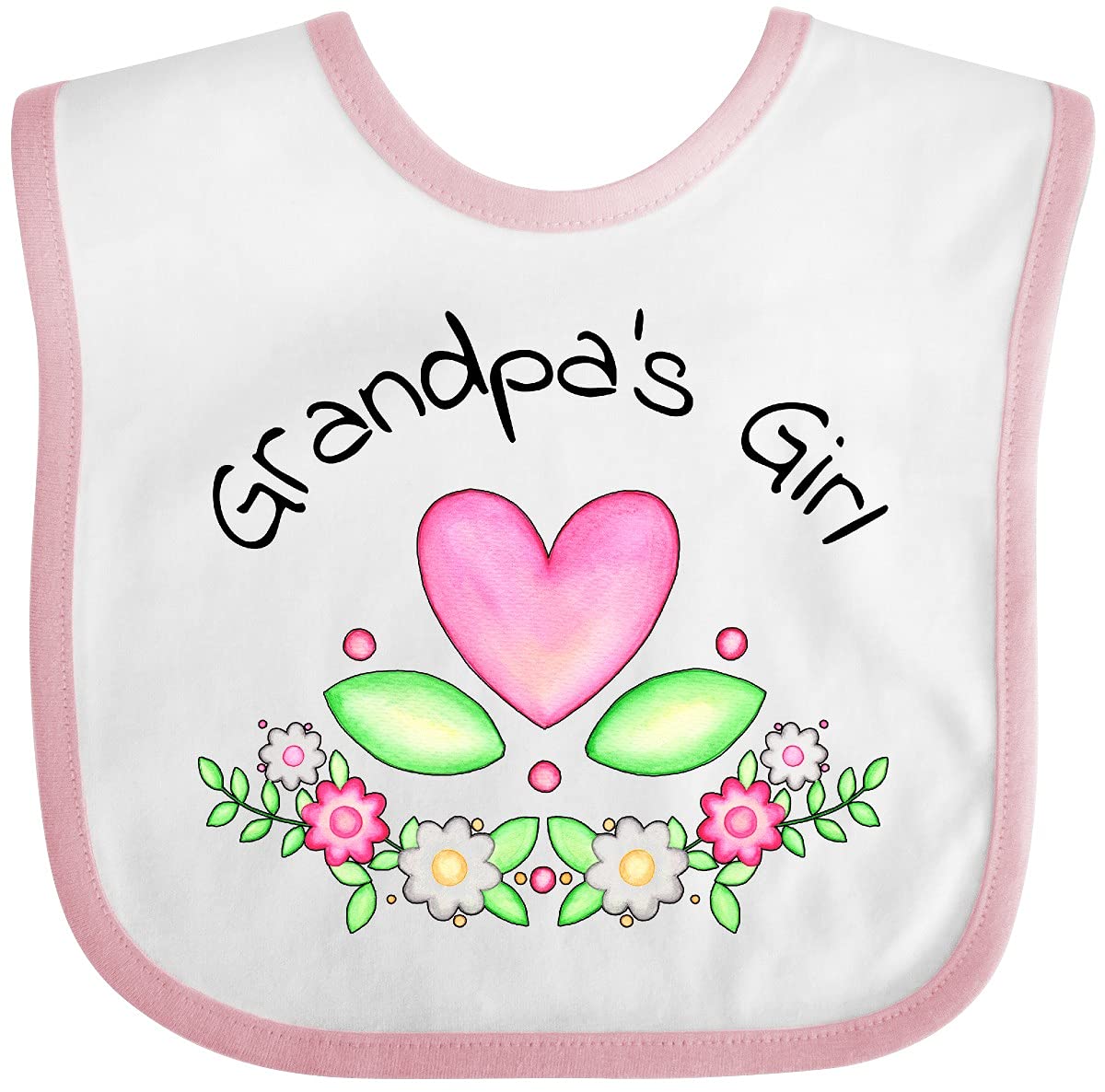 inktastic Grandpa's Girl- Heart Flowers Baby Bib White and Pink 2faea