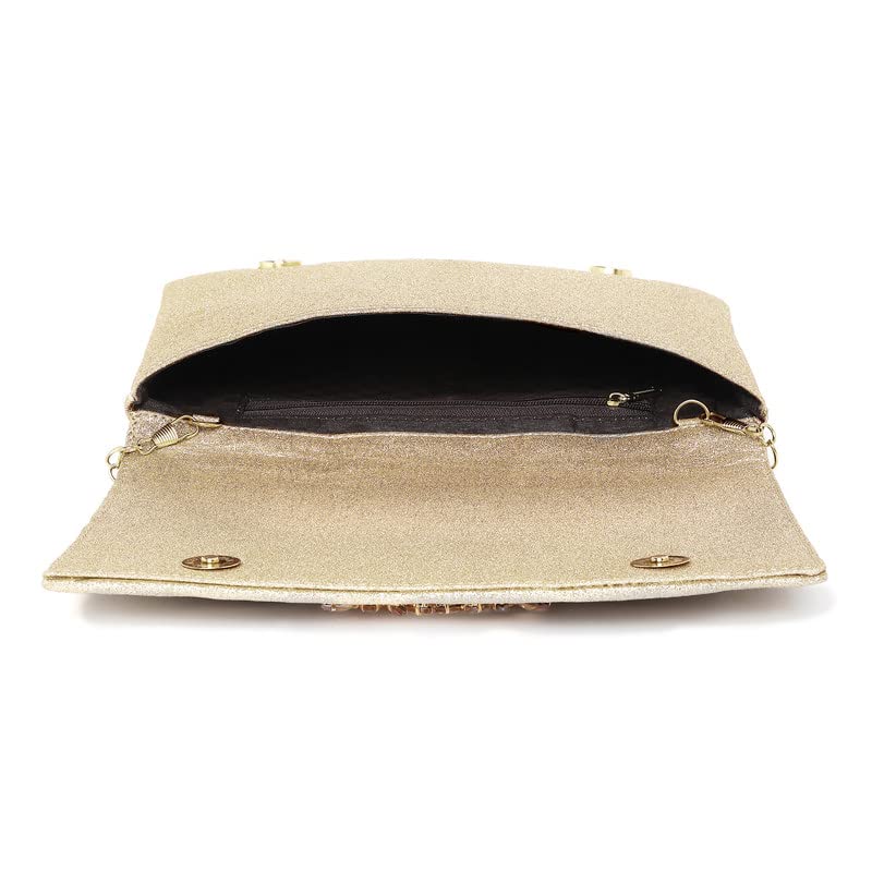 Aheli Clutch Women's Purse Bridal Bag for Casual Detachable Strap Evening Sling Bag Rose Gold Gift for Women