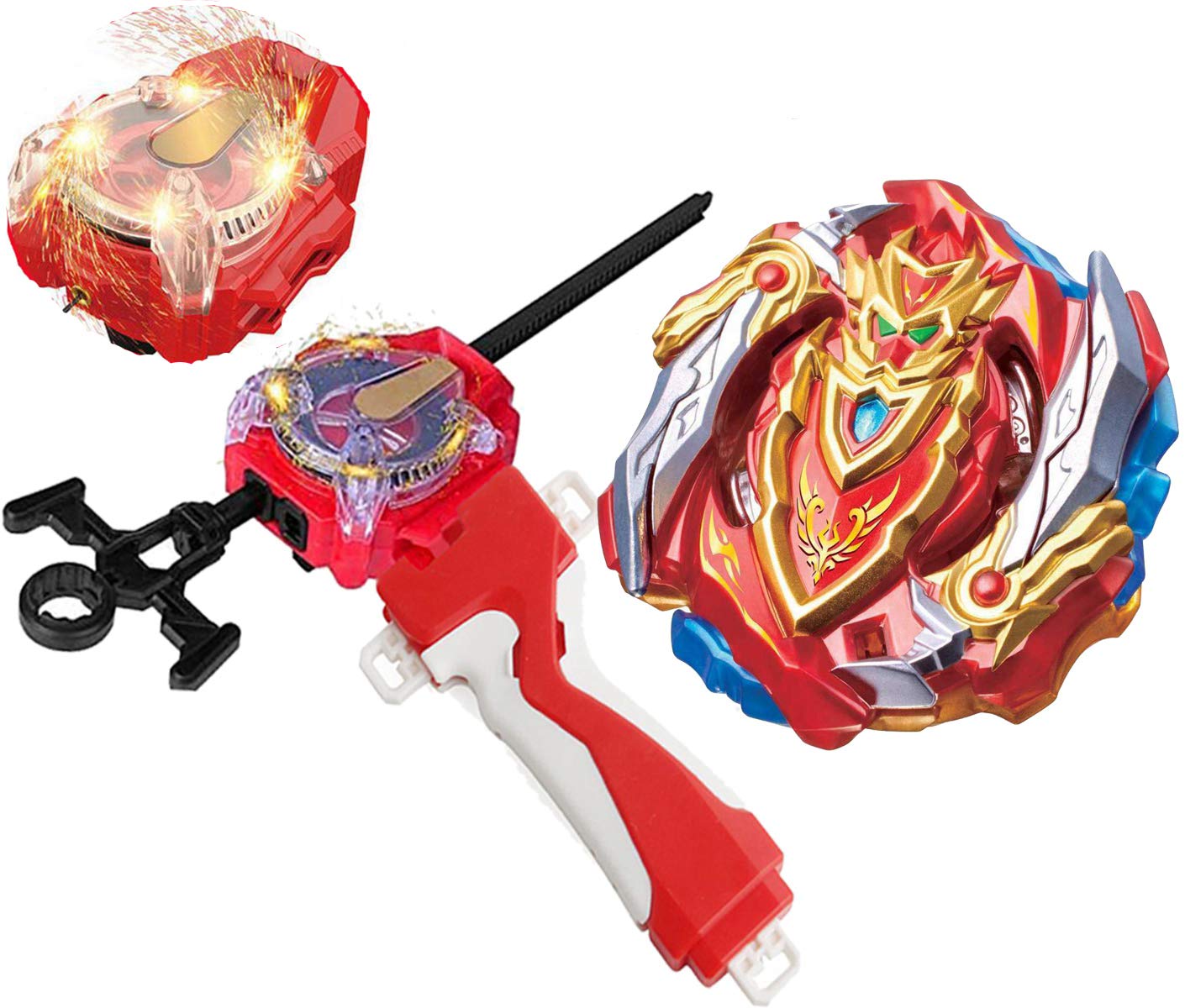 Bey Battle Burst Blade Evolution B-129 Booster Cho-Z Achilles.00.Dm Red Sparking Left & Right Launcher Handle Starter Set Gaming Battling Top Turbo GT God Bay Lr Bey launcher Spinning Toy Gift for Boy