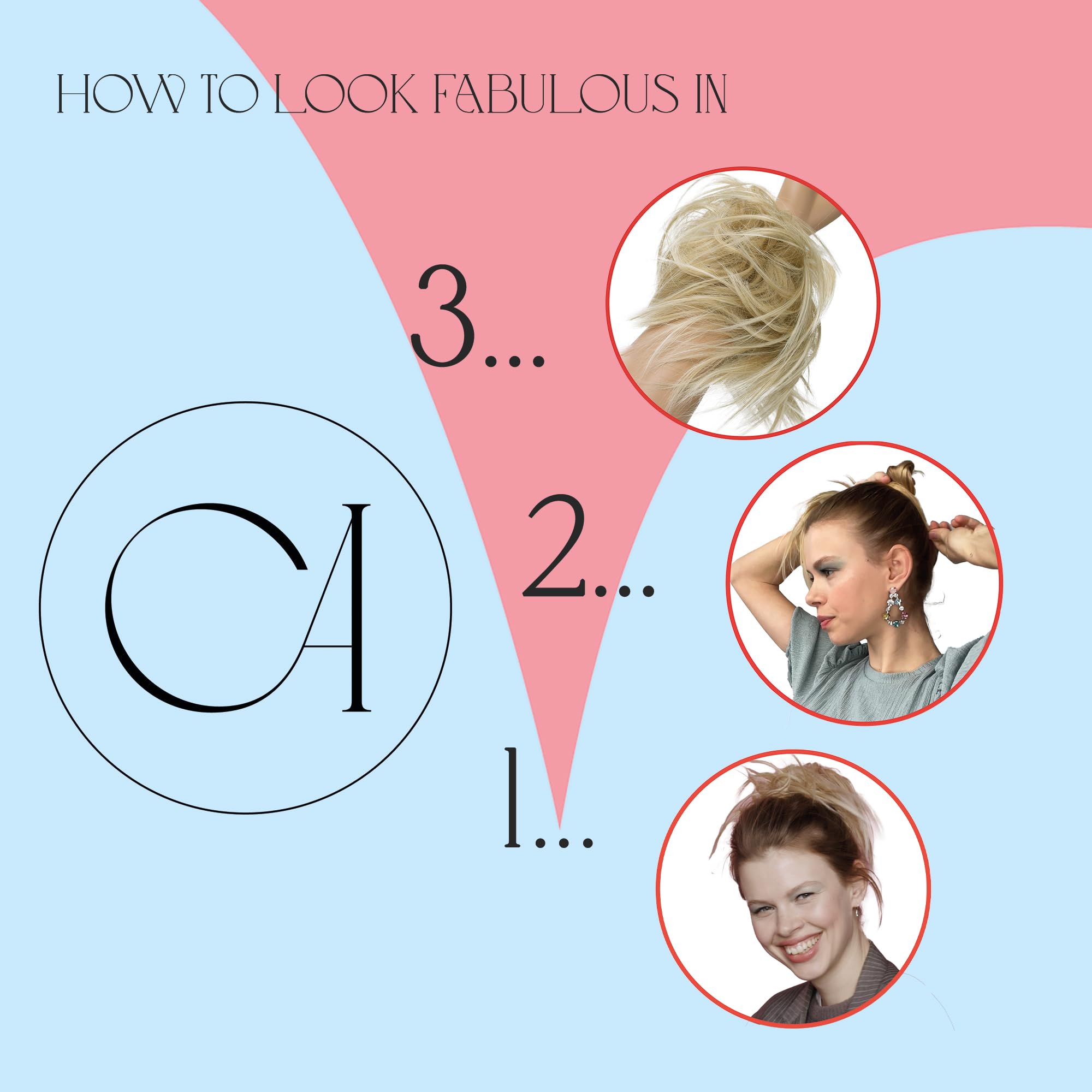 CAISHA Messy Scrunchie Bun Voluminous Wavy Hairpiece Heat-resistant Synthetic Fibres Gray Blond Mix G21A