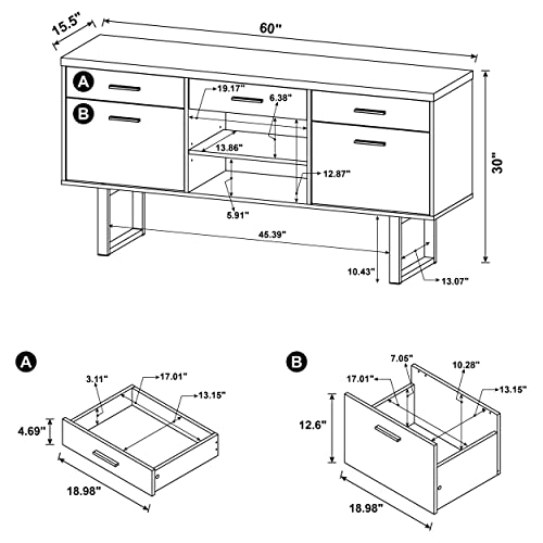 Coaster Home Furnishings Lawtey 5-Drawer Credenza with Adjustable Shelf Cappuccino