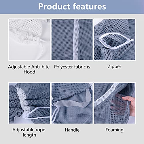 Cat Bathing Bag, Adjustable Breathable Anti-bite & Anti-Scratch Cat Shower Mesh Grooming Bag for Pet Dogs & Cats, Grey, (G123)