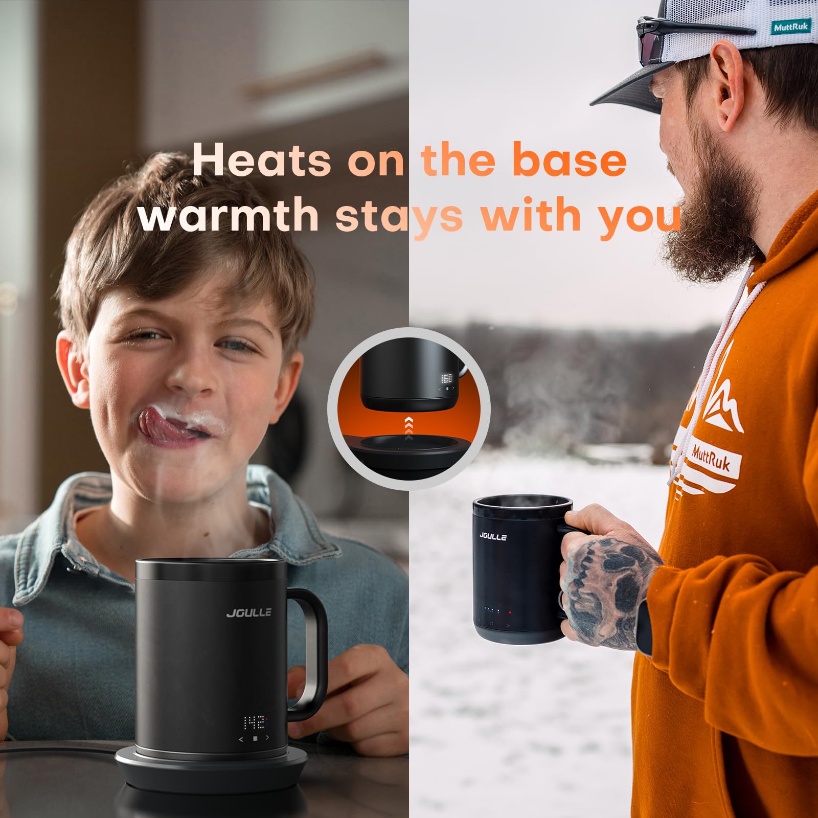 Coffee Mug Warmer Set for Desk, Electric Coffee Cup Warmer with Temperature Control & Self-Heating for Coffee, Beverage, Milk, Tea, LED Temp and Battery Level Display, 14oz (Cup Included)