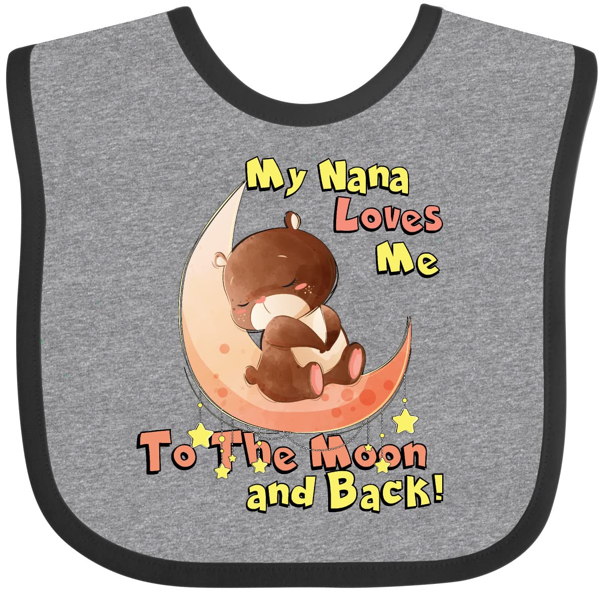 inktastic My Nana Loves Me To the Moon and Back Baby Bib Heather and Black 350b4