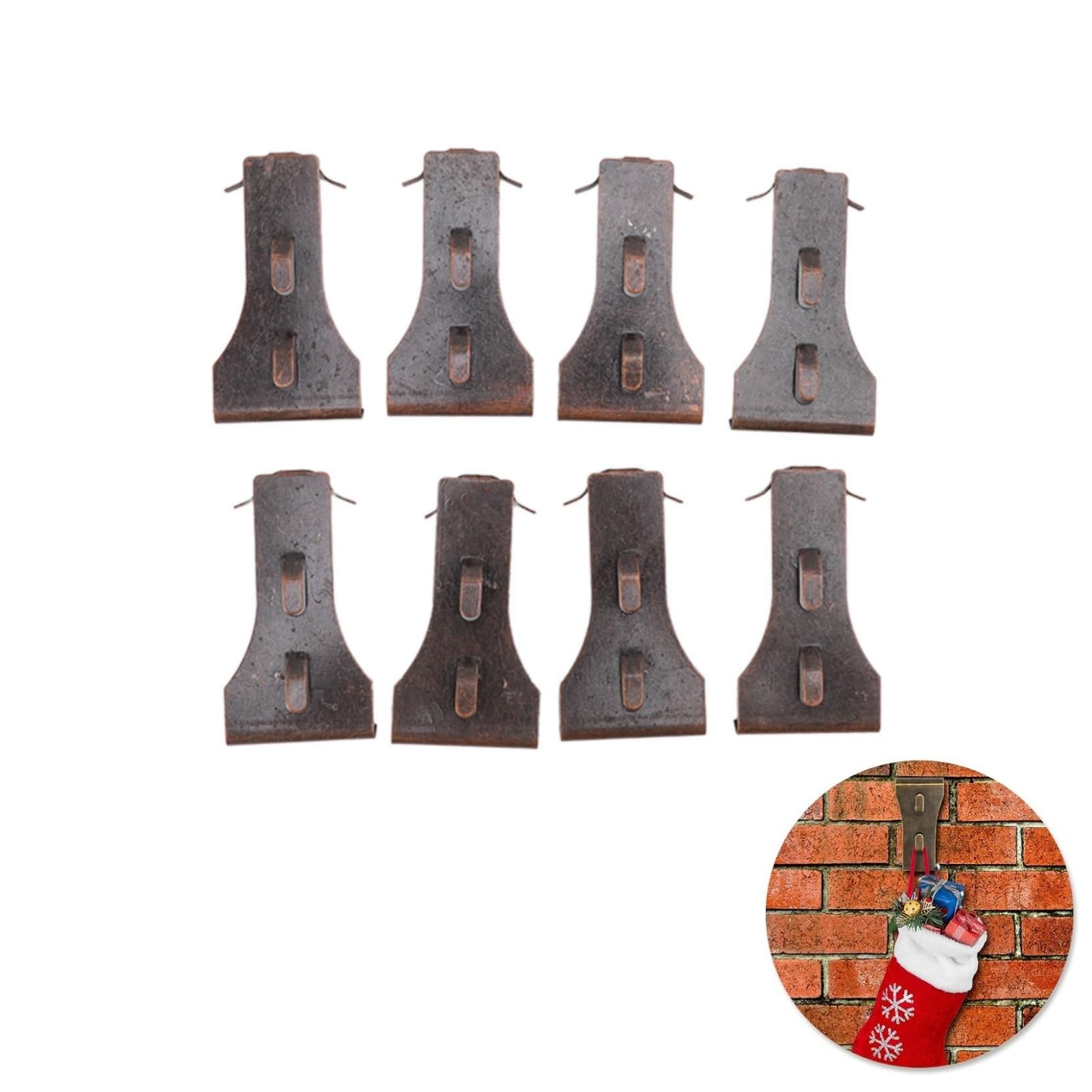 AYNEFY Brick Hook Clips,8Pcs Heavy Duty Outdoor Brick Hangers Outside Home Decor Hanging Wall Clips Fits Standard Size Bricks 2 1/4 Inch to 2 3/8 Inch High Bricks