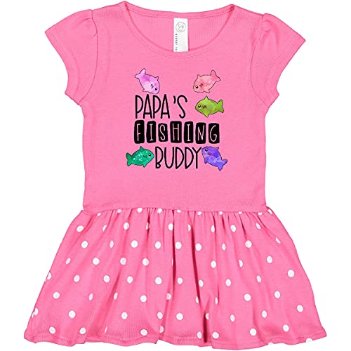 inktastic Papa's Fishing Buddy with Colorful Fish Infant Dress 12 Months Raspberry with Polka Dots 3ad3a