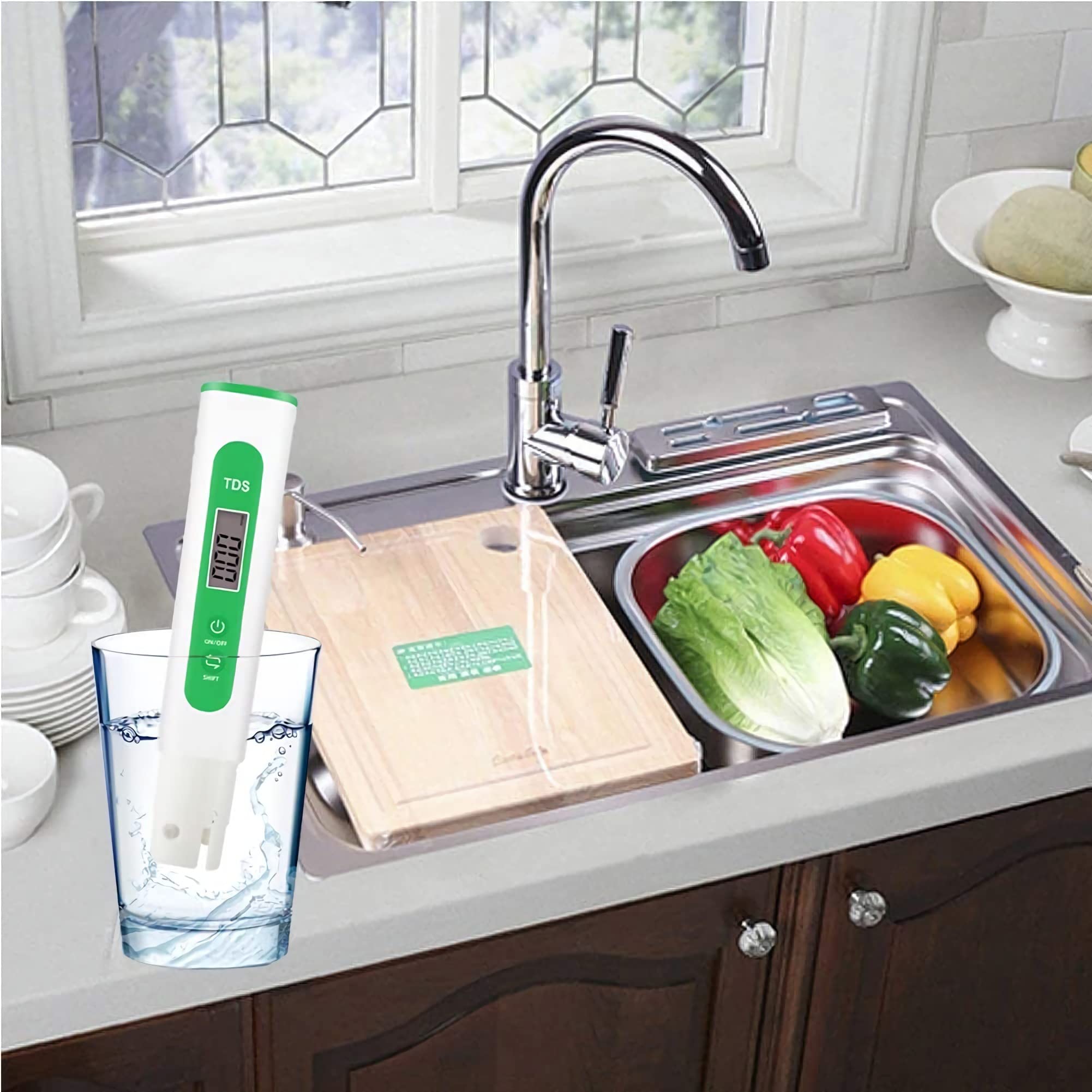 TDS Meter Digital Water Quality Tester for RO-RODI System Drinking Water,Aquariums, Hydroponics,0-9990 ppm Measuring Range,1 ppm Increments,2% Readout Accuracy(Green)