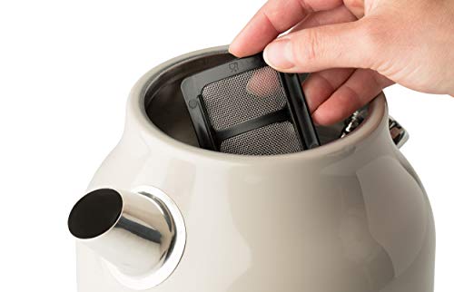 Haden Dorset Stainless Steel Electric Kettle - 1.7L (7 Cup) Tea Kettle with Auto Shut-Off and Boil-Dry Protection - Putty