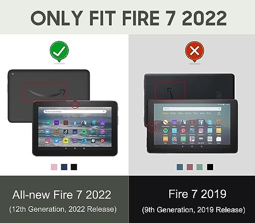 Case Compatible with Amazon All-New Kindle Fire 7 Tablet (2022 Release-12th Generation) Latest Model 7,Slim Fit Foldable Standing Cover Case with Auto Sleep/Wake,Wolf Under The Moon