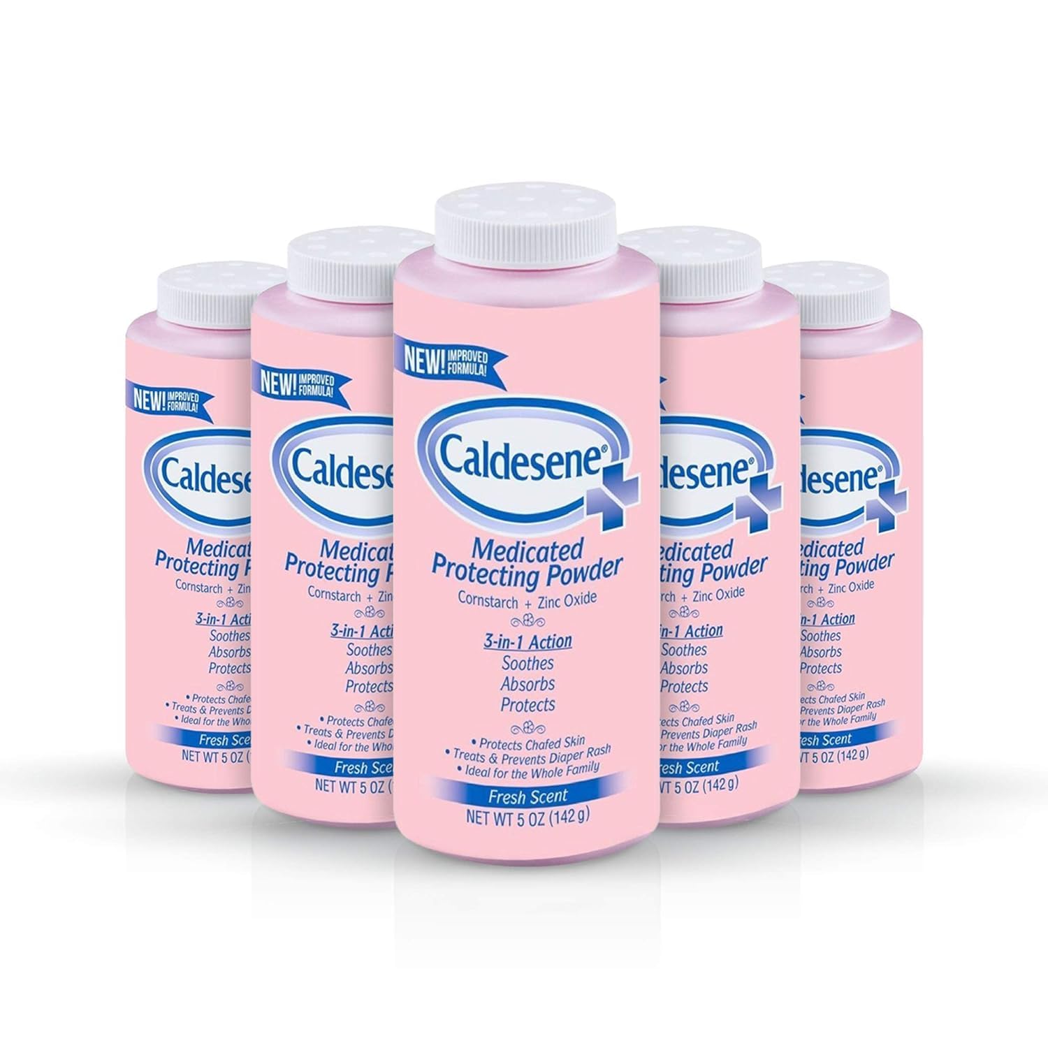Caldesene Medicated Protecting Powder with Zinc Oxide & Cornstarch-Talc Free, 5 Ounce (5 Pack)