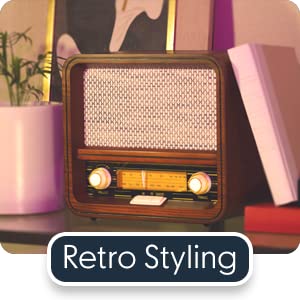 Fuse RAD-V1 Vintage Wood Retro Radio | AM/FM Radio Speaker with Bluetooth & AUX Input | Mid Century Modern Style | Real Handcrafted Ashtree Wood Exterior