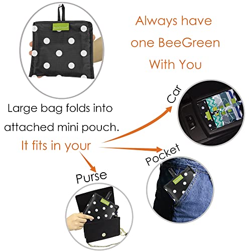 BeeGreen 6 Packs Geometry Check Reusable Grocery Bags Reusable Shopping Bags For Groceries Foldable Washable Polyester X-Large Grocery Tote Bags For Women Men Christmas