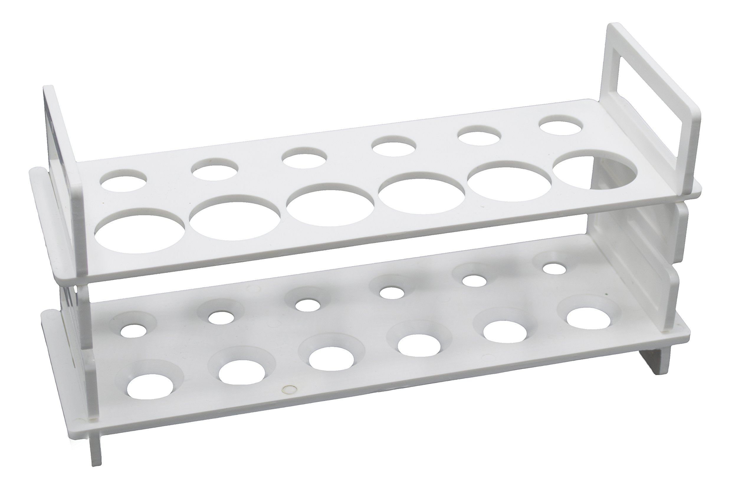 EISCO 12 Hole Test Tube Stand - Holds (6) 30 mm Diameter and (6) 15 mm Diamater Tubes, Stand is Made of Polythene