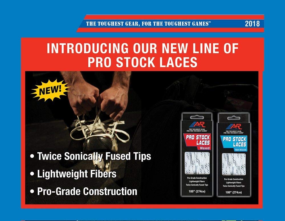A&R 3 Pair Pack Pro Stock WAXLESS Fused-Tip Hockey Skate Laces, 72"-120" (American Flag, 108")