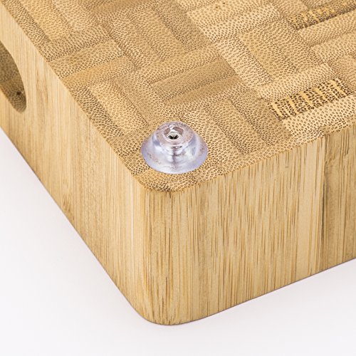 End Grain Wood Bamboo Cutting Board for Kitchen, Commercial Use - Extra Large, Thick Butcher Block with Juice Groove, Handles, and Non-Slip Feet for Chopping Veggies, Carving Meat, Bread and Cheese