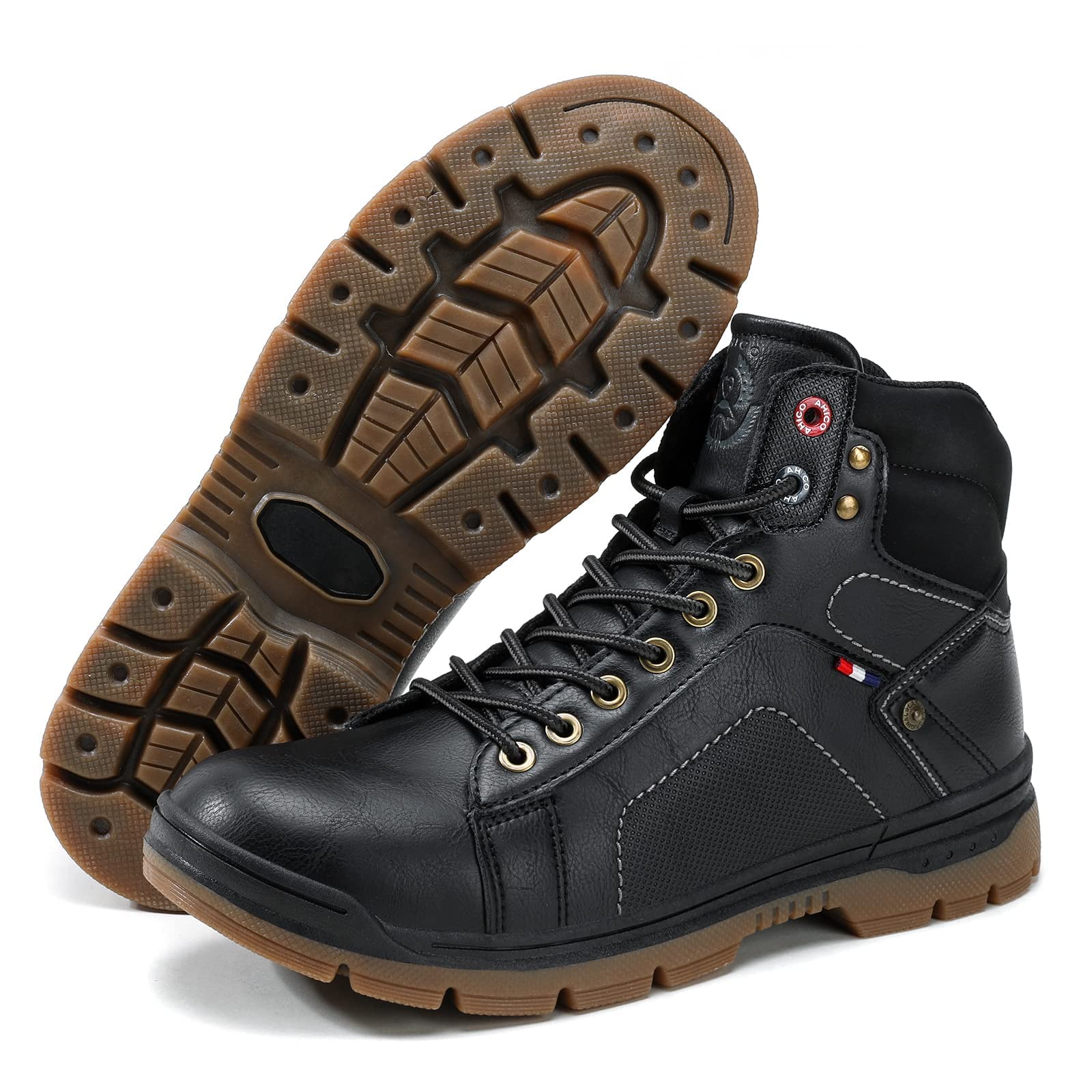 Ahico Men's Hiking Boots Water Resistant Walking Trekking Camping Snow Boots Breathable Outdoor Trail