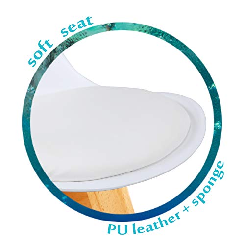 GOTMINSI Set of 2 Modern Style Chair Dining Chairs, Shell Lounge Plastic Chair with Natural Wood Legs (White)