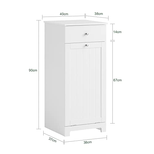 Haotian BZR21-W, White Bathroom Laundry Cabinet with Basket, Tilt-Out Laundry Hamper, Bathroom Storage Cabinet Unit with Drawer, 15.7"x15"x35.4"