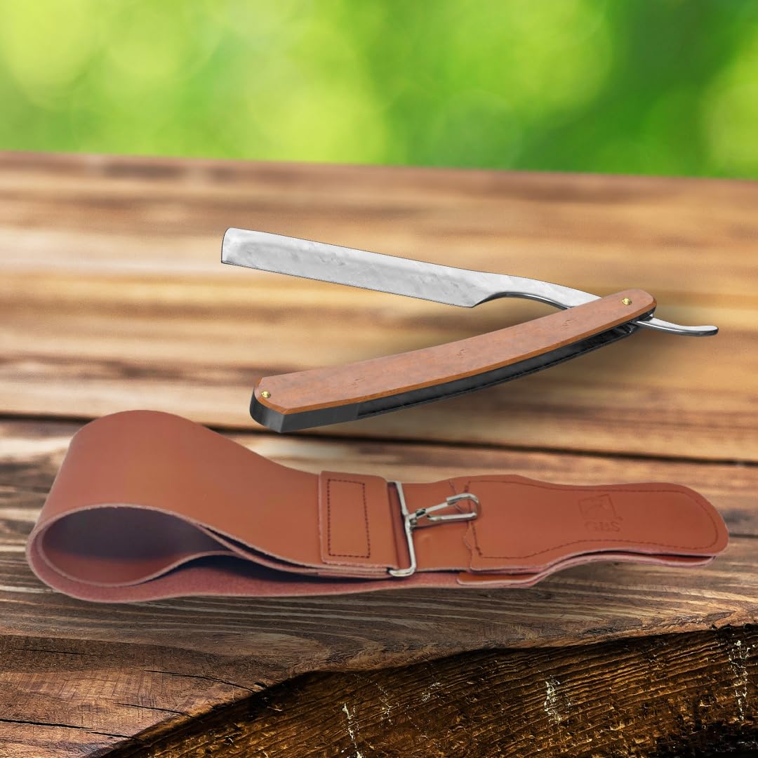 G.B.S Leather Razor Strop Handmade Grain Leather, Dual Swivel Clip and Handle And Strop Paste 2n1