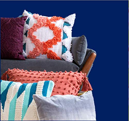 Refinery29 | Teagan Collection | 100% Cotton Luxury Decorative Textured Throw Pillows, Ultra Soft with Stylish Modern Woven Tufted Design for Home Décor, 18 x 18, Coral