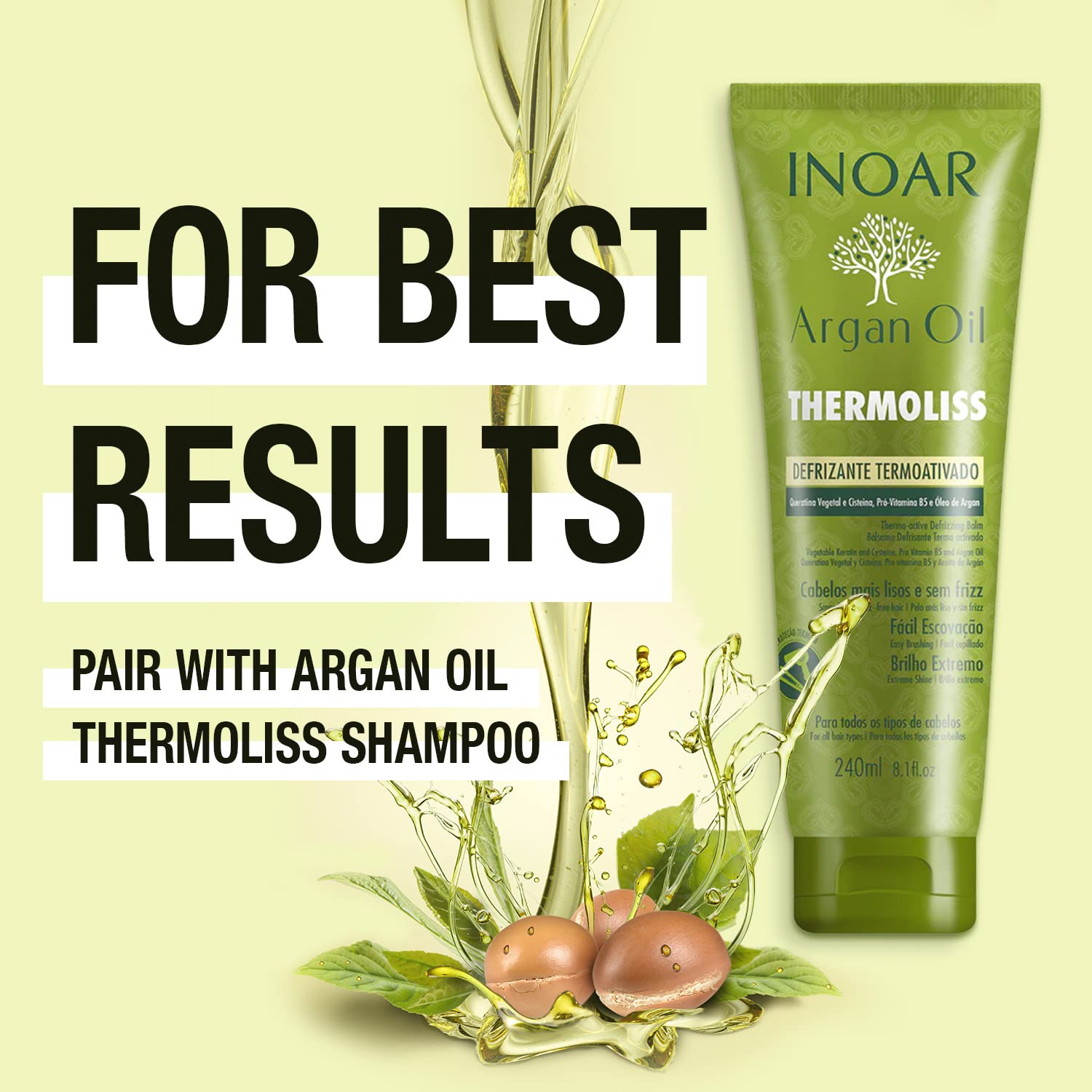 INOAR β Moroccan Smoothing Set for Curly Hair: Deep Cleansing Shampoo & Treatment for Men and Women, Vegan and Cruelty-Free (33.8 oz. Each)