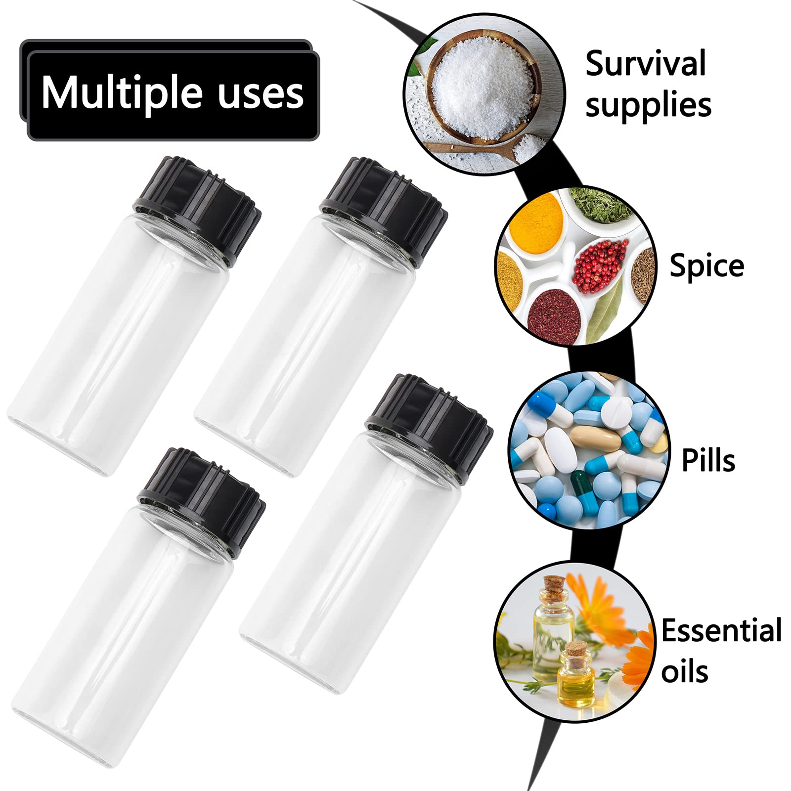 Newzoll 10ml Clear Glass Bottles for Essential Oils, Chemistry Lab Chemicals, Colognes & Perfumes (10 Pieces)